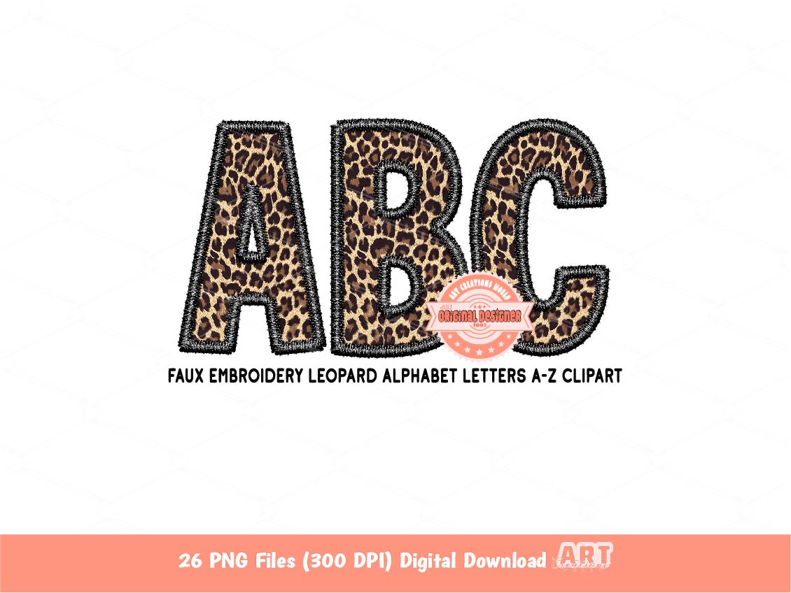 Faux Embroidery Leopard Letters PNG, Wild Safari Alphabet – Art ...