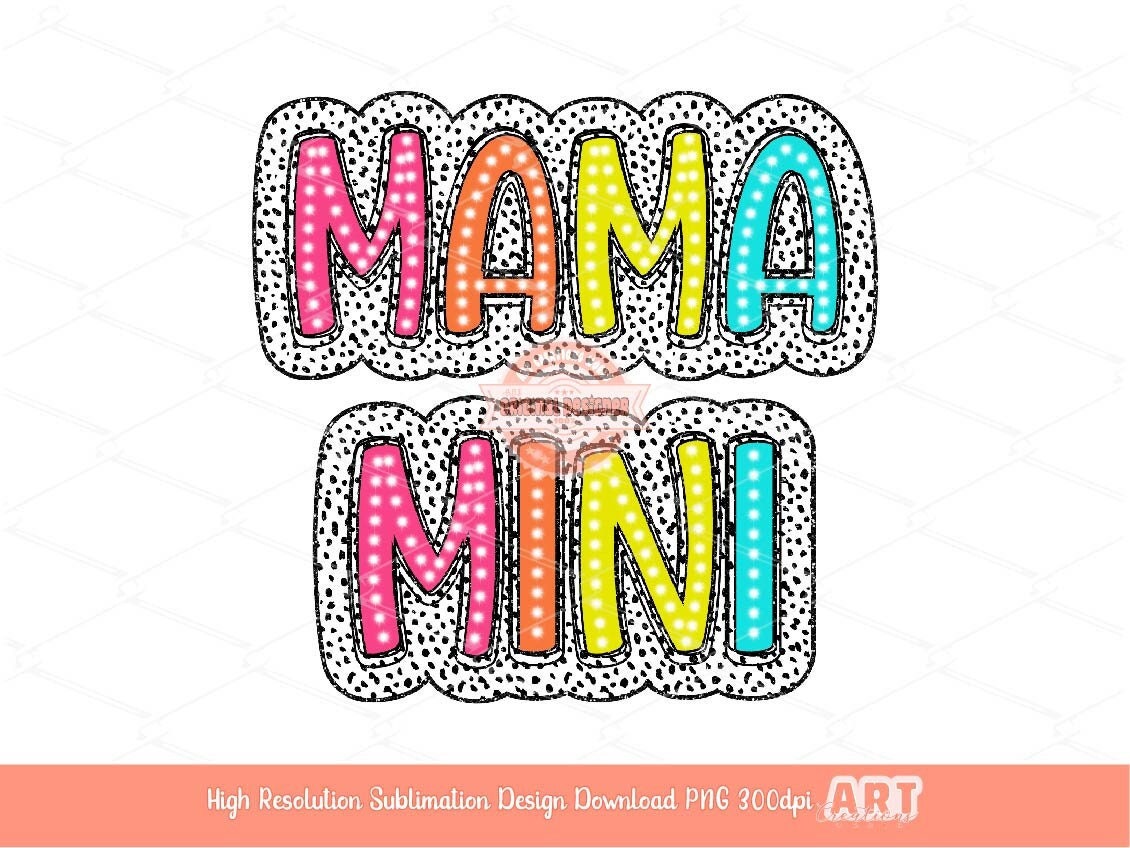 Matching Mama Mini Bright Doodle Dalmatian Dots letters PNG, Colorful ...