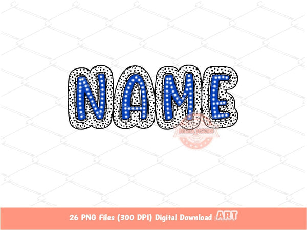 Blue Dalmatian Letters PNG, Hand Drawn Bright Royal Blue Doodle Alpha