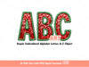 Christmas Sequin Letters PNG, Faux Embroidery Red and Green
