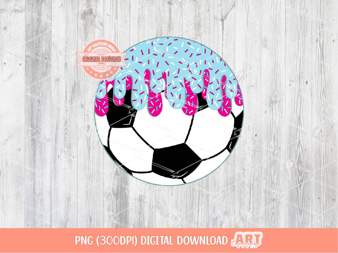 Sprinkle Drip Soccer Ball PNG, Sweet Drippy Pink blue Ice Cream Sport ...