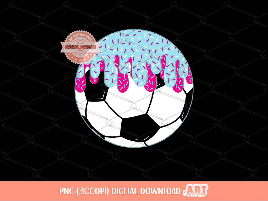 Sprinkle Drip Soccer Ball PNG, Sweet Drippy Pink blue Ice Cream Sport ...