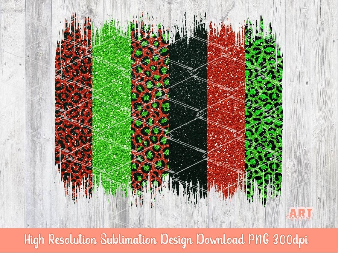 Neon Christmas Brush Strokes Background PNG Sublimation | Glitter Leop ...