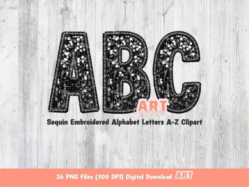 Black Sequin Letters PNG, Faux Embroidered Glitter Sequins PNG Alphabet ...