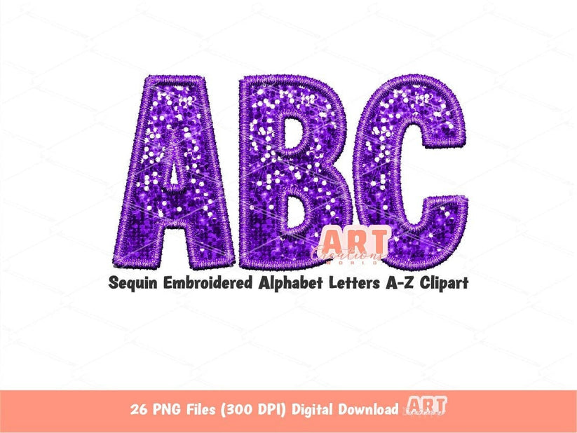 Purple Sequin Letters PNG, Faux Embroidered Glitter Sequins PNG ...