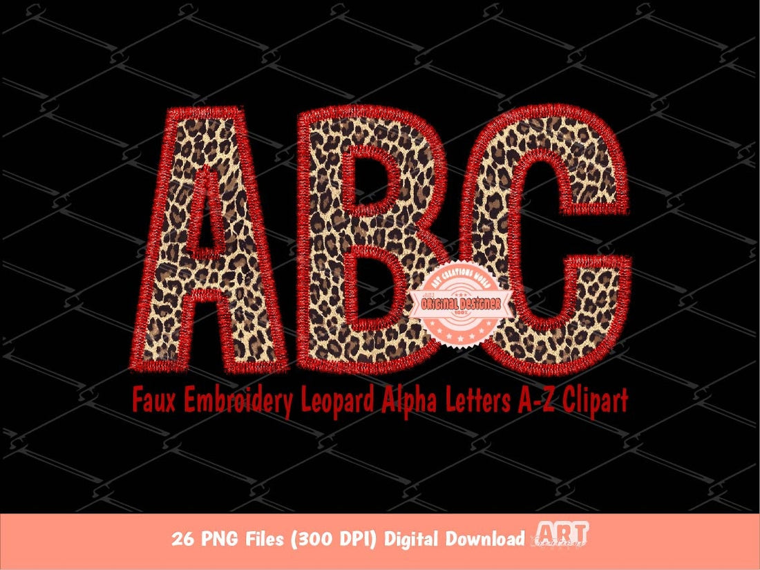 Faux Embroidery Leopard Letters PNG, Cheetah Print Wild Alpha Set Clip ...