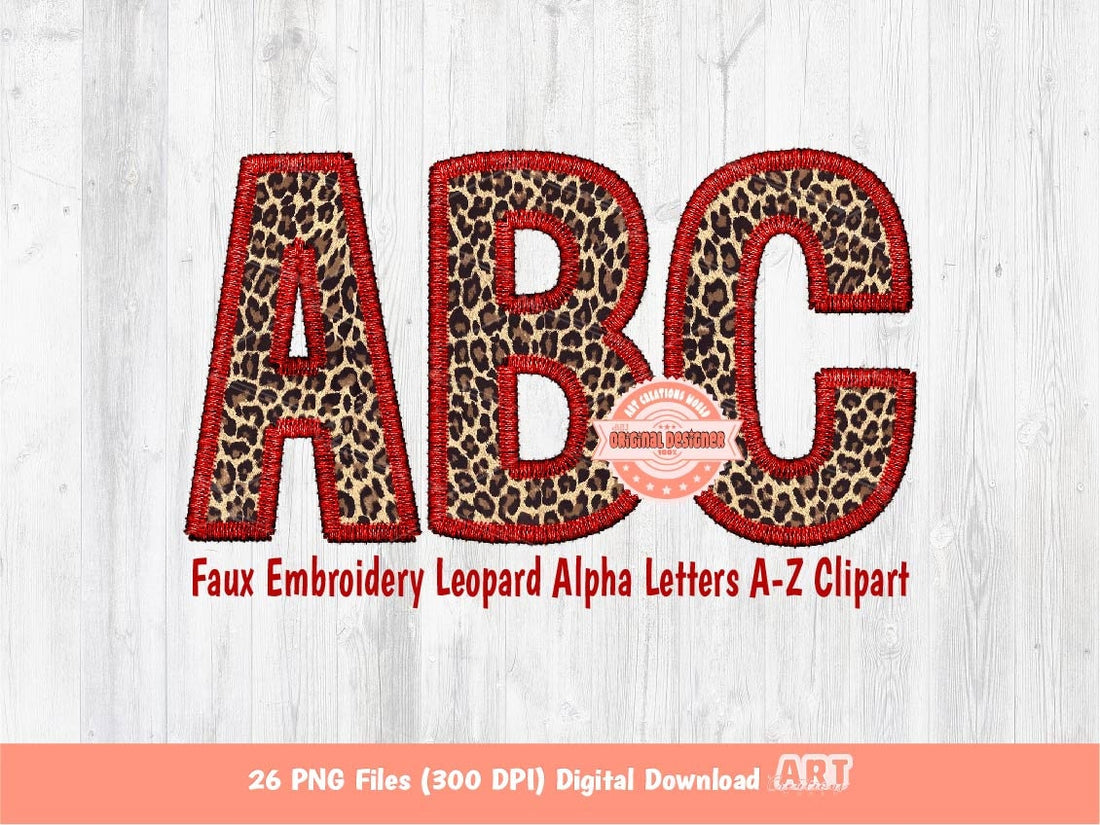 Faux Embroidery Leopard Letters PNG, Cheetah Print Wild Alpha Set Clip ...