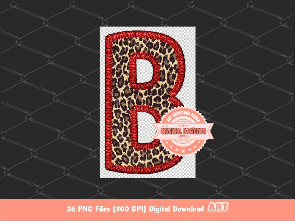 Faux Embroidery Leopard Letters PNG, Cheetah Print Wild Alpha Set Clip ...